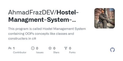 Github Ahmadfrazdevhostel Managment System Oop This Program Is Called Hostel Management