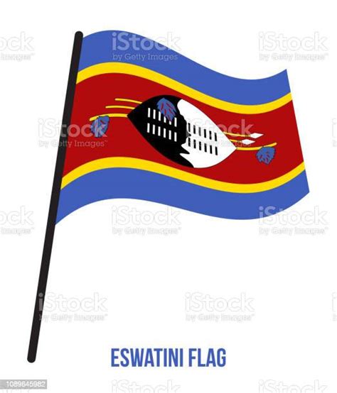 Eswatini 깃발을 흔들며 벡터 그림 흰색 배경 Eswatini 국립 플래그 국가 지리적 지역에 대한 스톡 벡터 아트 및 기타 이미지 국가 지리적 지역 국기 기
