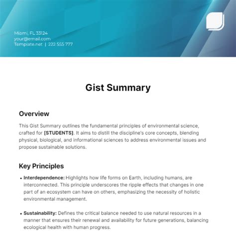 Gist Summary Template