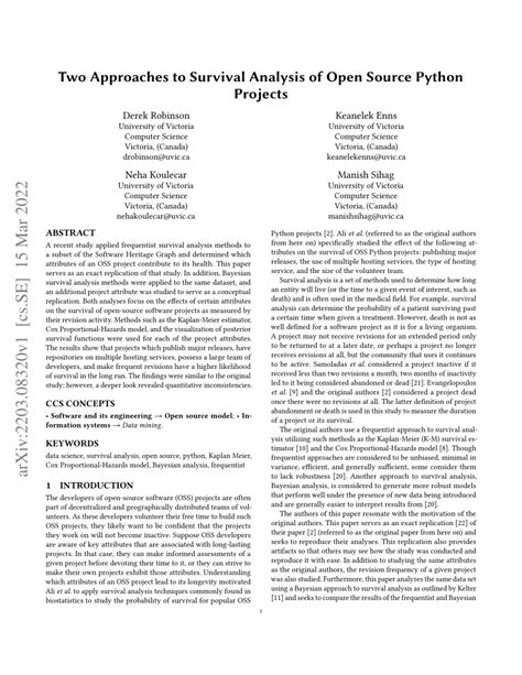Pdf Two Approaches To Survival Analysis Of Open Source Python Projects