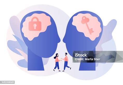 공감과 정서적 연결 감성 지능 의사 소통 능력 심리학과 정신 건강 개념 현대 평면 만화 스타일입니다 흰색 배경에 벡터 그림 의사소통에 대한 스톡 벡터 아트 및 기타 이미지