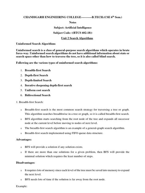 Ai Unit 2 Pdf Algorithms And Data Structures Theoretical Computer