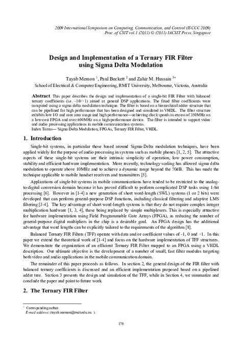 pdf analysis and design of a ternary fir filter using sigma delta