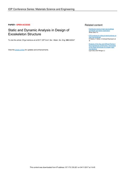 Pdf Static And Dynamic Analysis In Design Of Exoskeleton Structure