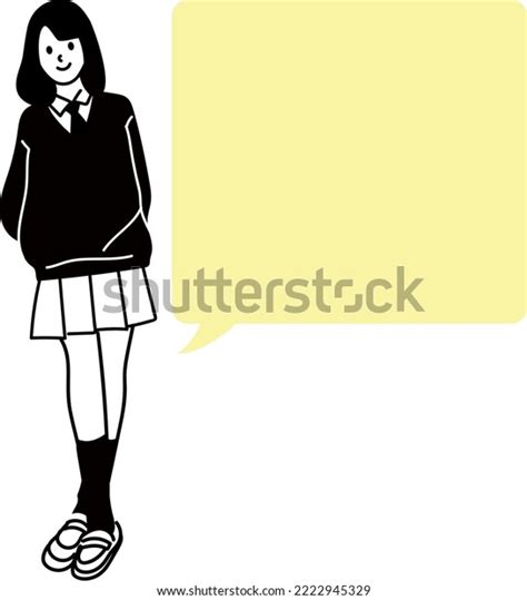 Vector Line Drawing High School Girl Stock Vector Royalty Free