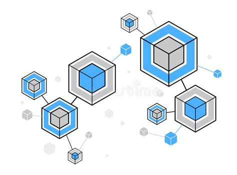 Abstract Tech Geometric Vector Background Over Dark Connected Cubes Technology Network Or