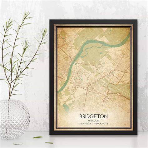 Vintage Bridgeton Missouri Map Poster Modern Home Decor Wall Art Print Custom Maps And Posters