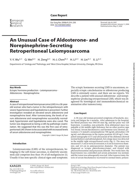 An Unusual Case Of Aldosterone And Norepinephrine Secreting Retroperitoneal Leiomyosarcoma