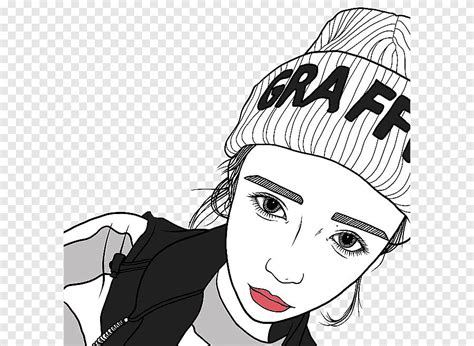 رسم الكرتون بالأبيض والأسود ، فتاة الكرتون كاريكاتير أبيض Png