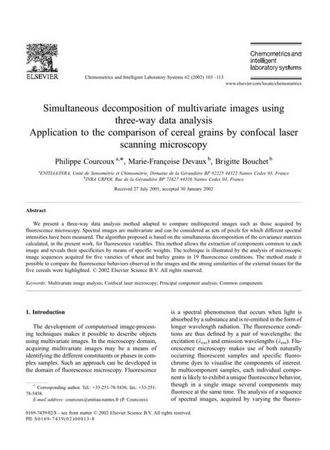 Pdf Simultaneous Decomposition Of Multivariate Images Using Three Way