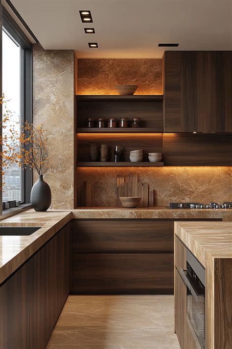 Как создать стильную кухню для малогабаритной квартиры идеальное сочетание дерева и камня… In