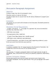 Persuasive Paragraph Assignment Docx ENL S Algonquin College Persuasive Paragraph