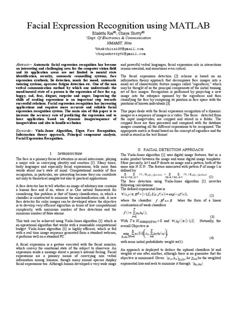 Facial Expression Recognition Using Matlab1 Pdf Eigenvalues And