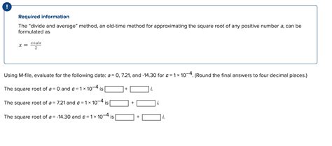 Solved Required Information The Divide And Average Method