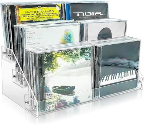 3tier Clear Acrylic Cd Holder Cascading Cd Storage Rack Dvd