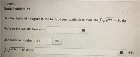 solved 1 point book problem 9 use the table of integrals