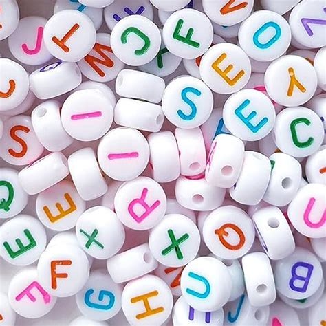Alphabet Letter Beads 300 Pcs Round Alphabet Beads With Clear Elastic