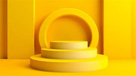 노란색 연단 디자인의 3d 일러스트 서다 플랫폼 제품 스탠드 배경 일러스트 및 사진 무료 다운로드 Pngtree