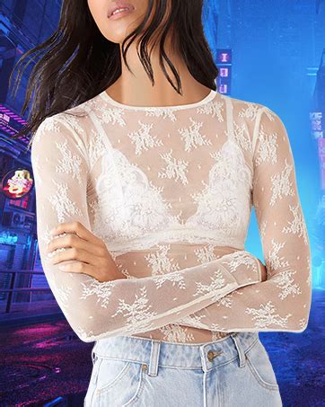 Akewei Womens Mesh Long Sleeve Tops Crew Neck Sexy See Through Tee