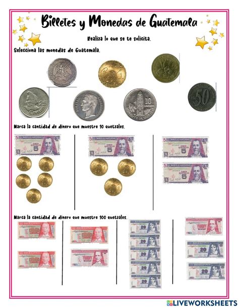 Billetes Y Monedas De Guatemala Interactive Worksheet Monedas Ejercicios Interactivos Fichas