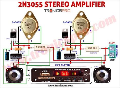 2n3055 Mj2955 Class Ab Amplifier Circuit Diagram Tronicspro Stereo Amplifier Circuit