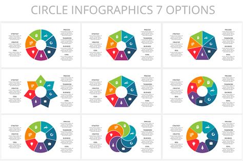 7단계 옵션 부품 또는 프로세스로 그래프 다이어그램의 원 요소를 설정합니다 인포그래픽 프레젠테이션을 위한 템플릿입니다 0명에 대한 스톡 벡터 아트 및 기타 이미지 Istock