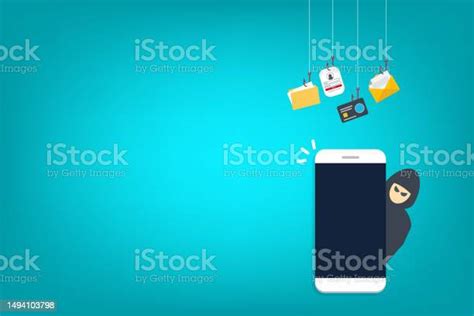 기밀 데이터 개인 정보 및 신용 카드 세부 정보를 훔치는 해커 해킹 개념 개념에 대한 스톡 벡터 아트 및 기타 이미지 개념 데이터 도둑질 범죄 Istock