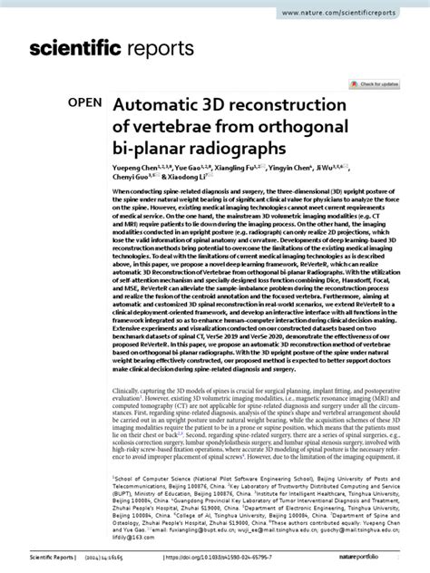 Automatic 3d Reconstruction Of Vertebrae From Orthogonal Bi Planar