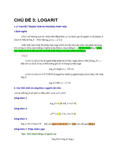 Công Thức Logarit Tự Nhiên Bí Quyết Giải Toán Hiệu Quả Và Ứng Dụng