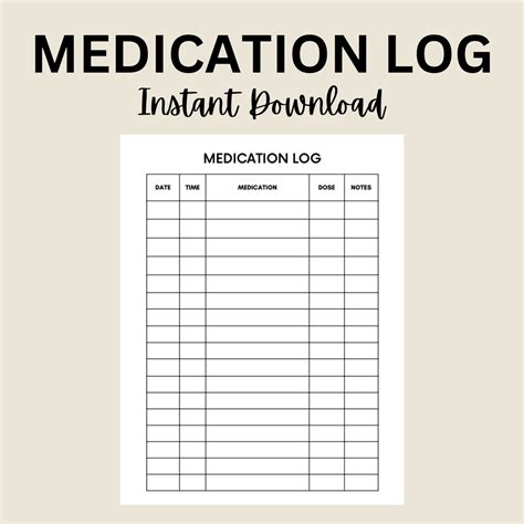 Medication Log Printable Medication Tracker Medication Chart Daily Medication Log Report