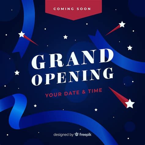 플랫 스타일의 그랜드 오프닝 배경 무료 벡터