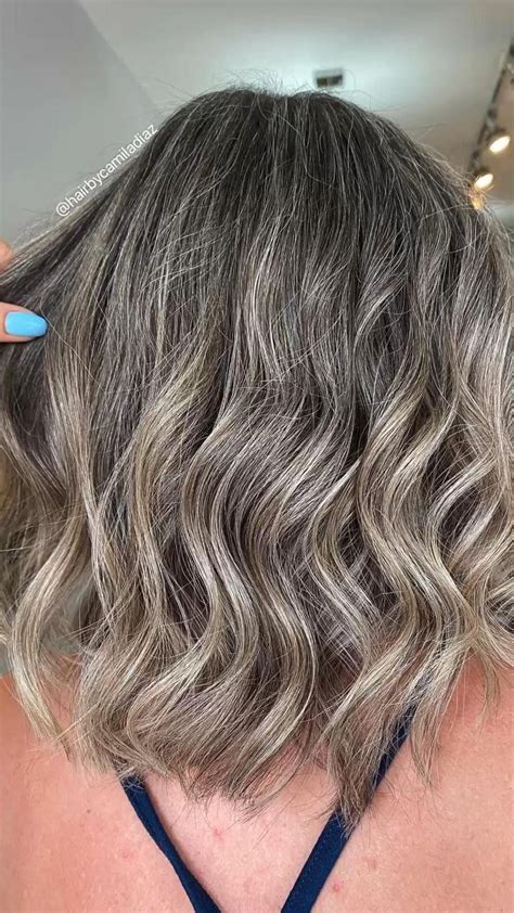 Grey Blending Balayage Womens Haircut Bob Wavy Hair Bobs Haircuts