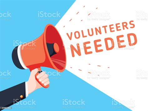 자원 봉사자와 확성기를 들고 남성 손 연설 거품이 필요 합니다 스피커입니다 비즈니스 마케팅 및 광고 배너입니다 자원봉사에 대한 스톡 벡터 아트 및 기타 이미지 Istock