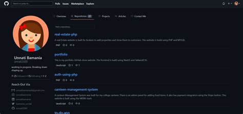Github Unnatibamania Github Clone Portfolio This Is My Portfolio Github Clone Website The