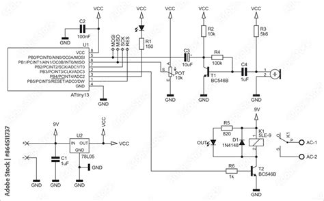 Schematic Diagram Of Electronic Device On Sheet Of Paper Vector
