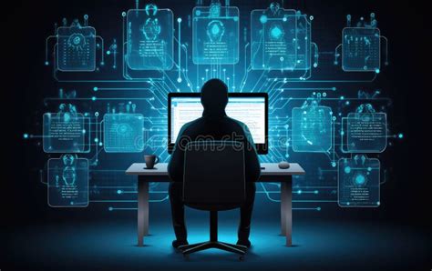 A Hacker Types A Digital Code On A Laptop Keyboard To Infiltrate The