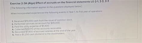 Solved Exercise 2 3A Algo Effect Of Accruals On The Chegg Com