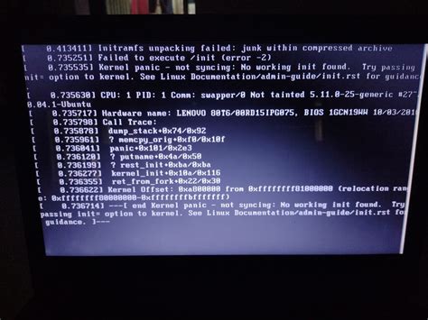 End Kernel Panic Not Syncing No Working Init Found Try Passing Init Option To Kernel