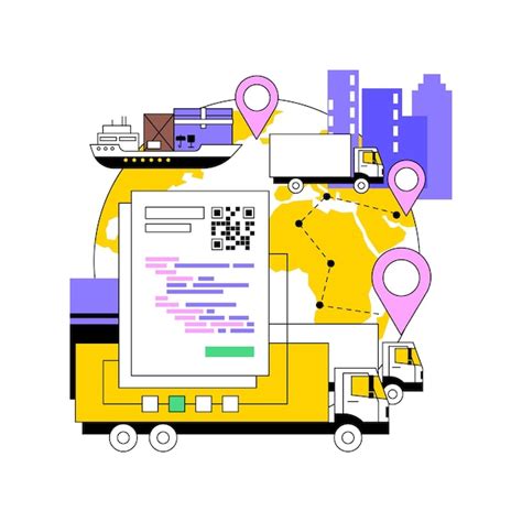 운송 기술 추상 개념 벡터 일러스트 레이 션의 Blockchain 프리미엄 벡터
