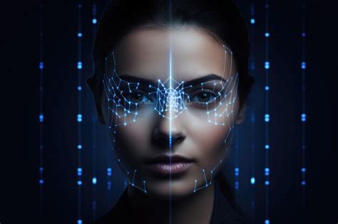 Premium Ai Image Woman With Scanner Grid On Her Face Face Id Person Identify