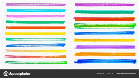 브러시 스트로크 설정된 벡터 색상 마커 펜 라인 투명 배경 강조 스톡 벡터 ©ronedale 171594138