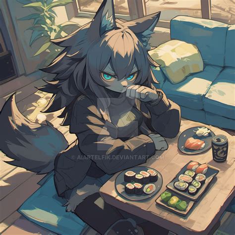 Furry Is Waiting For You To Eat Rolls By Aiartelfik On Deviantart