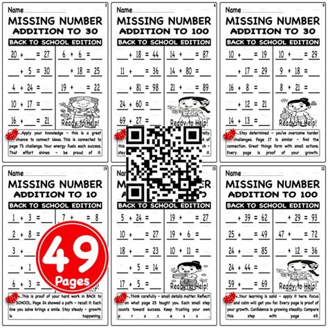 Missing Adden Within 10 100 Math Worksheet Fact Fluency Additon To
