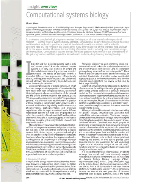 PDF Computational Systems Biology