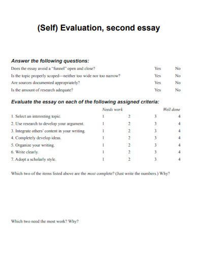 18 Free Self Evaluation Essay Samples To Download