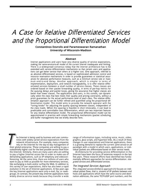 Pdf A Case For Relative Differentiated Services And The Proportional Differentiation Model