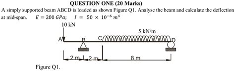 Question One 20 Marks A Simply Supported Beam Abcd Is Loaded As Shown Figure Q1 Analyse The