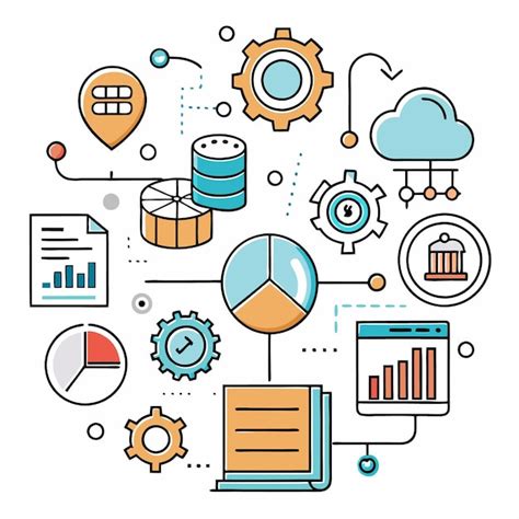 Data Processing Illustration With Gears Charts And Cloud Premium Ai