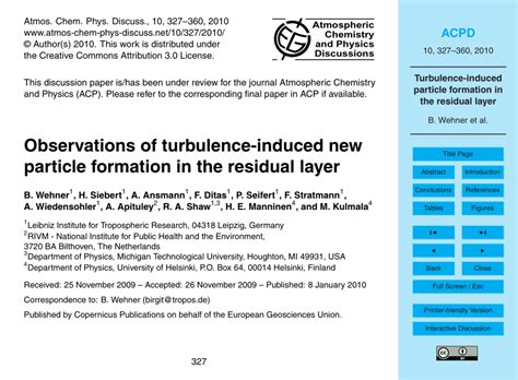 Pdf Observations Of Turbulence Induced New Particle Formation In The