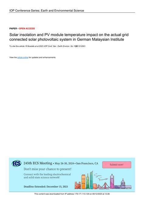 Pdf Solar Insolation And Pv Module Temperature Impact On The Actual Grid Connected Solar
